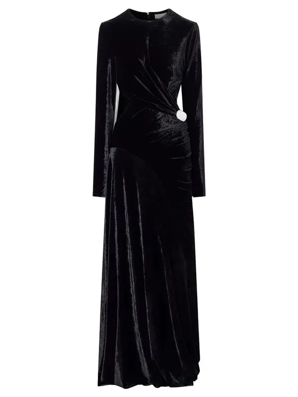 Rabanne Draped Velvet Maxi Dress - Black