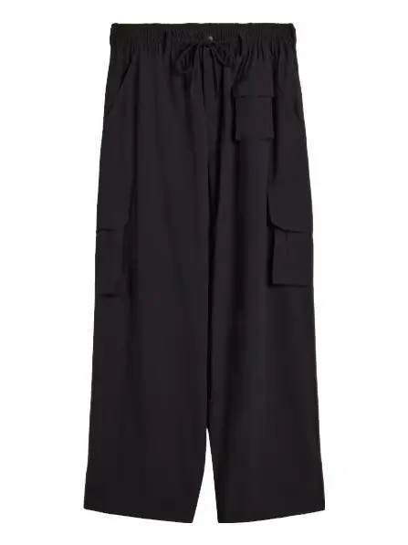 Y3 Straight Leg Cargo Pants With Drawstring Waist - Black