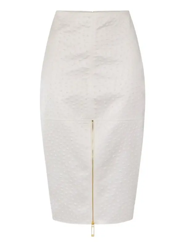Elisabetta Franchi High-waist Zip Midi Skirt - Ivory
