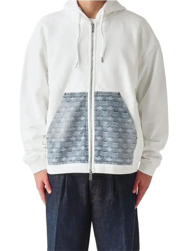 Dsquared2 Relaxed Zip-up Hoodie With Drawstring Hood - White