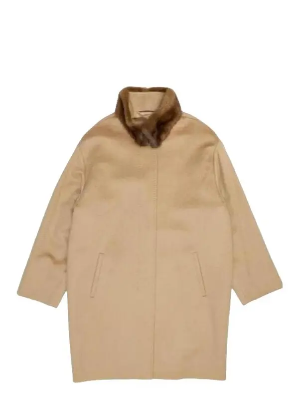 Max Mara Fur Collar Wool Coat - Nude
