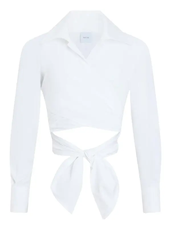 PATOU V-neck Tie-back Long-sleeve Top - White