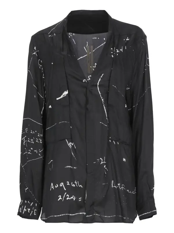 Rick Owens Printed V-neck Shirt - Black