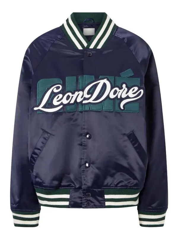 Aimé Leon Dore Satin Padded Varsity Jacket - Blue
