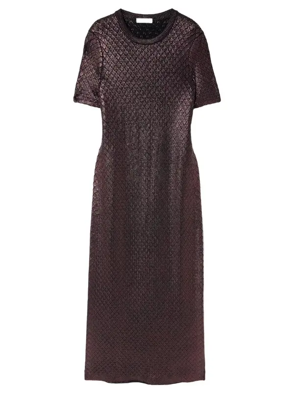 Rabanne Metallic Jacquard Knit Midi Dress - Dark Purple