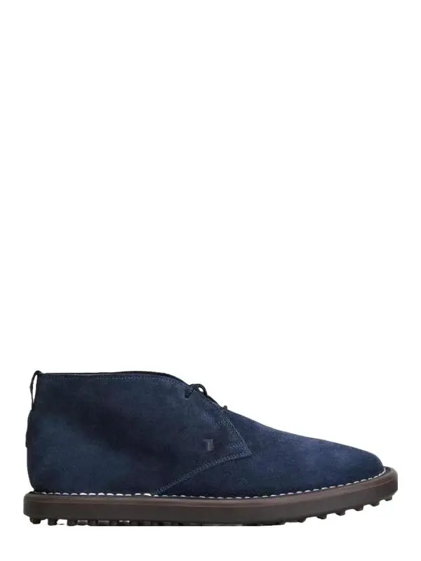TOD'S Suede Lace-up Ankle Boots With Embossed Logo - Black