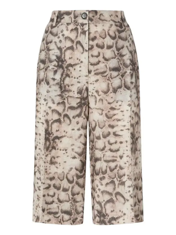 Pinko Animal Print Cropped Straight-leg Shorts - Nude