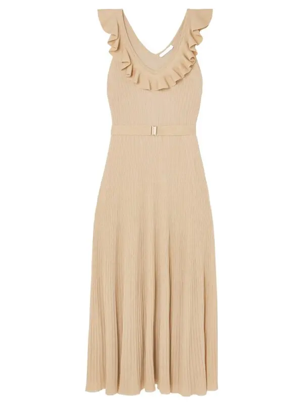 Zimmermann Ruffled Ribbed Midi Dress - Golden