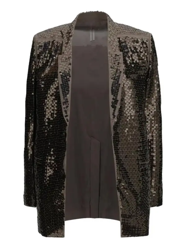 Rick Owens Single-breasted Sequin Embellished Jacket - Black