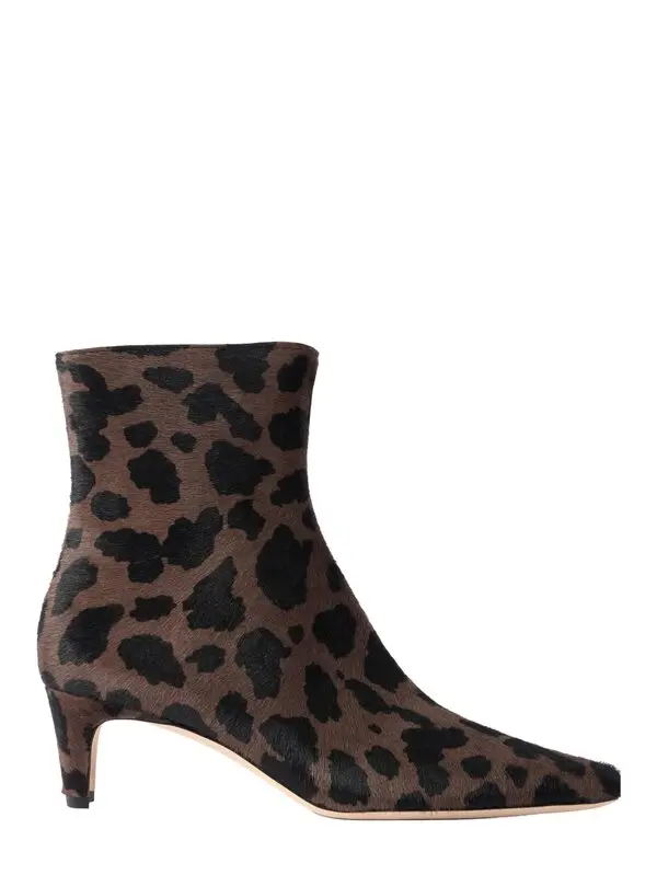 Staud Leopard-print Calf Hair Ankle Boots - Black