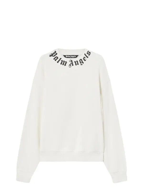 Palm Angels Neck Logo Crewneck Sweatshirt - Off White Black