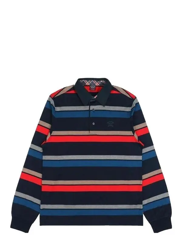 PAUL  SHARK Striped Long-sleeved Polo Shirt - Black