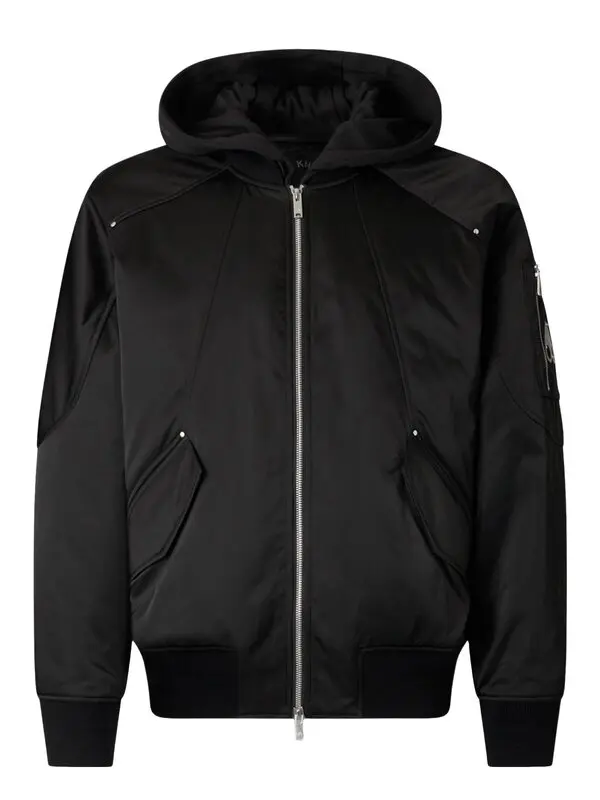 Moose Knuckles Long Sleeve Bomber Jacket With Hood - Black