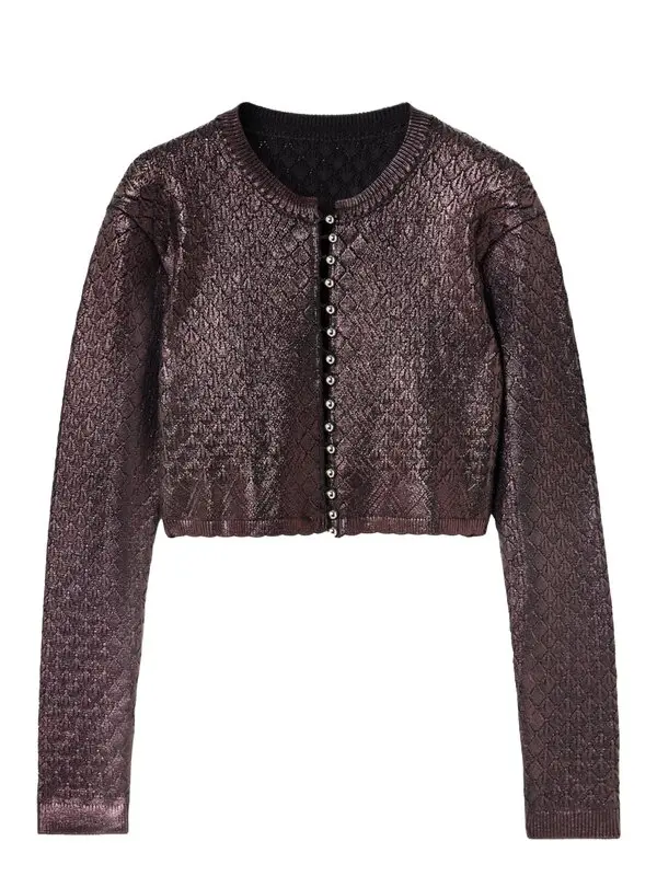 Rabanne Jacquard Knit Cardigan - Dark Purple
