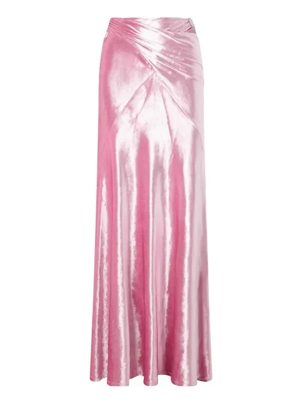 Rabanne Velvet Brooch Long Skirt - Bright Pink