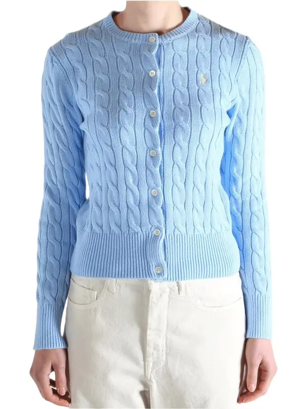 Polo Ralph Lauren Slim Cable-knit Cardigan - Light Blue