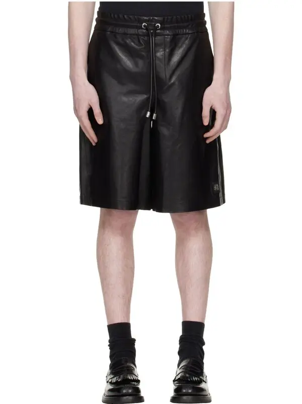 Amiri Ma Extra Large Drawstring Leather Shorts - Black