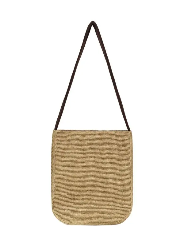 THE ROW Lori Curved Raffia Shoulder Bag - Nude