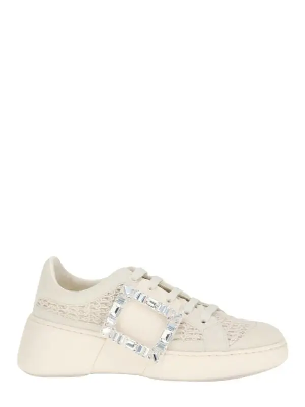 ROGER VIVIER Viv Skate Crystal-buckle Sneakers - White