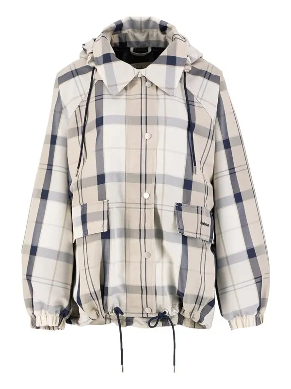 Barbour Checked Hooded Jacket - Navy Blue Tartan
