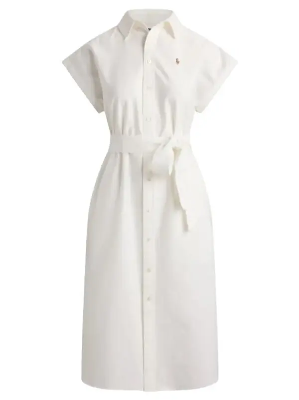 Polo Ralph Lauren Belted Shirt Midi Dress - White