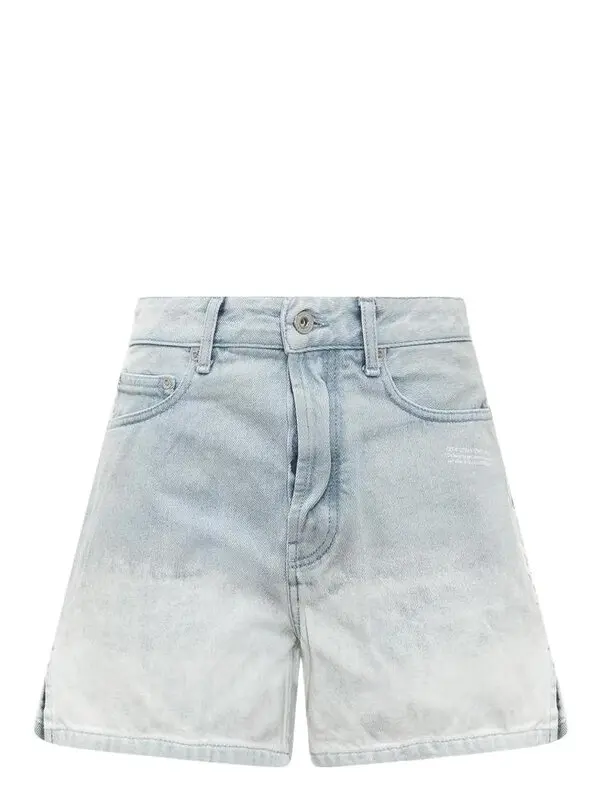 Off-White Degrade Denim Shorts - White