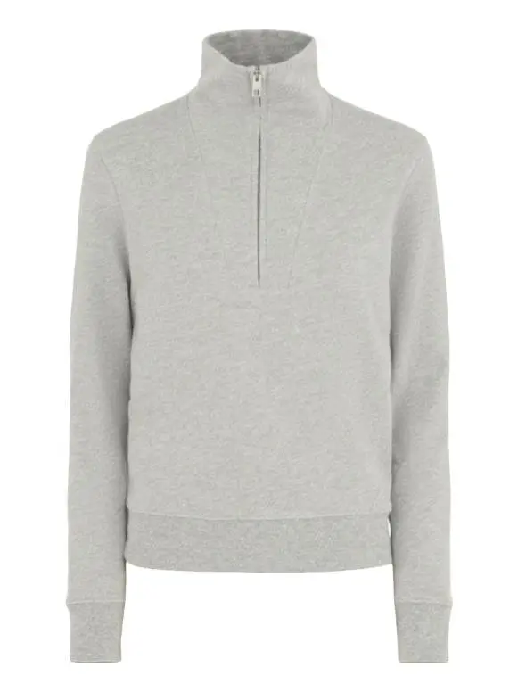 NILI LOTAN Diya 1/4 Zip Cotton Blend Sweatshirt - Gray