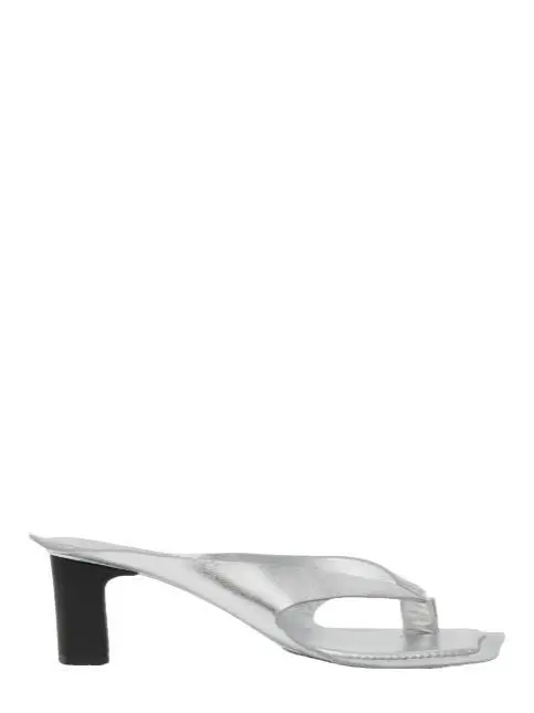 MAISON MARGIELA Metallic Leather Flip Flop Mules - Silver