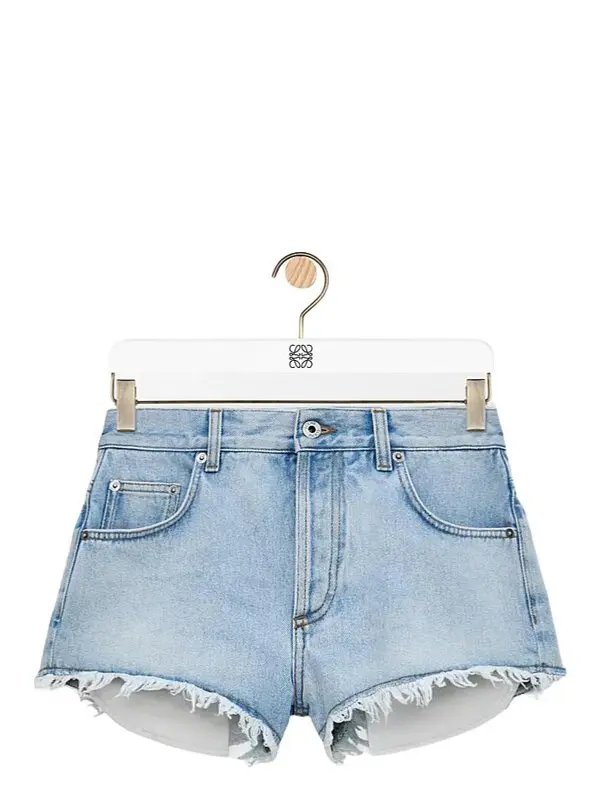 Loewe Frayed Hem Denim Shorts - Washed Blue
