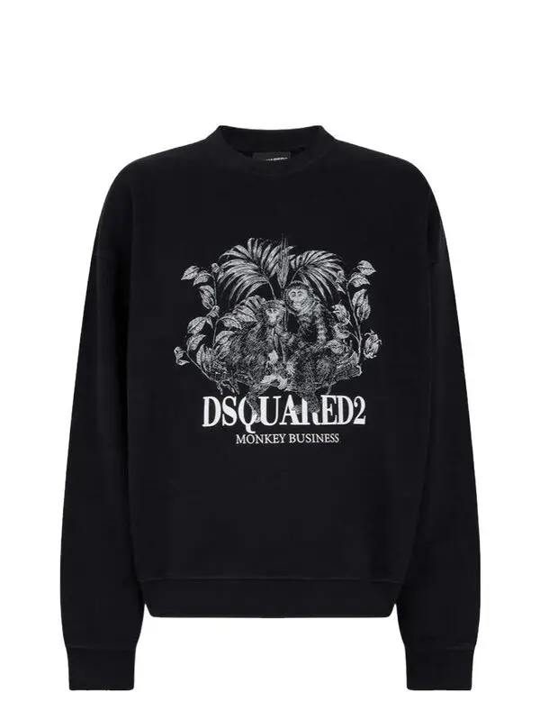 Dsquared2 Monkey Business Relaxed Fit Crewneck - Black