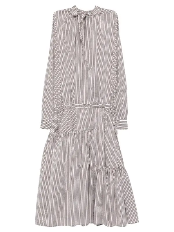 Dries Van Noten Denvo Striped Silk-blend Long Dress - Brown