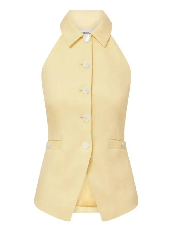 Veronica Beard Orlinda Linen-blend Twill Vest - Nude