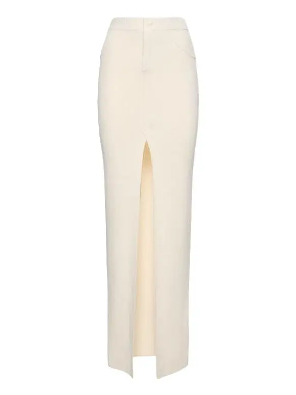 AYA MUSE Slit Detail Midi Skirt - White