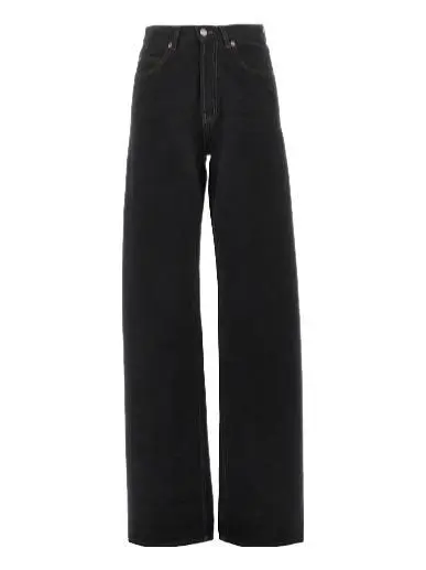 Saint Laurent Contrast Stitch Wide-leg Jeans - Black