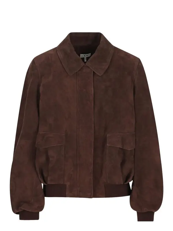 Loewe Flap-pocket Suede Bomber Jacket - Brown
