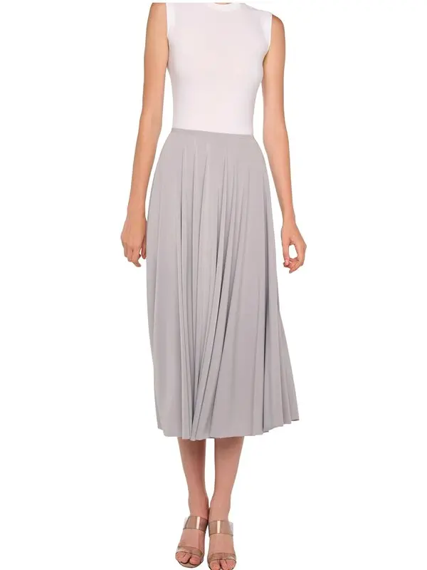 Norma Kamali Flared Pleated Skirt - Grey