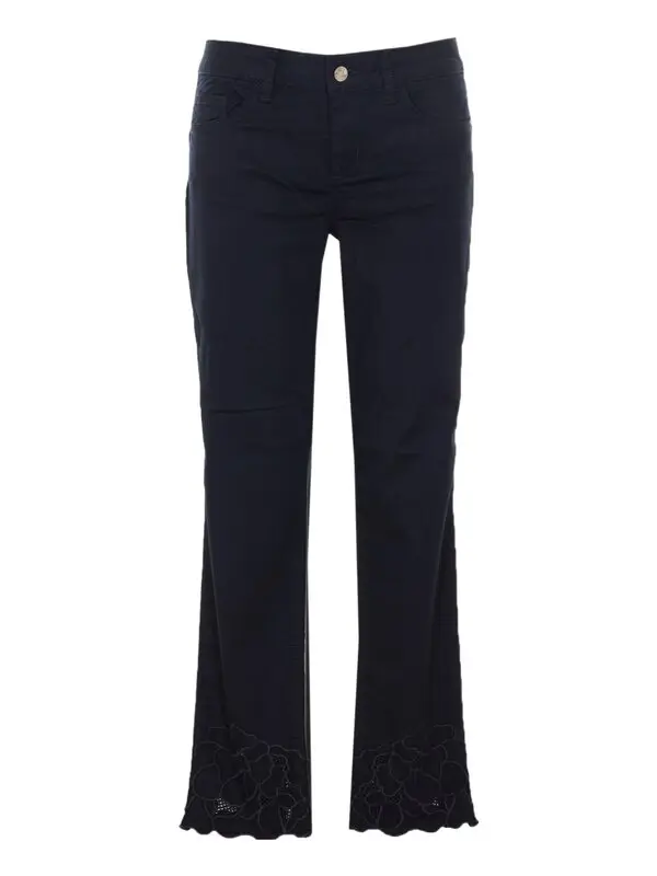 Liu Jo Floral Embroidered Hem Jeans - Black