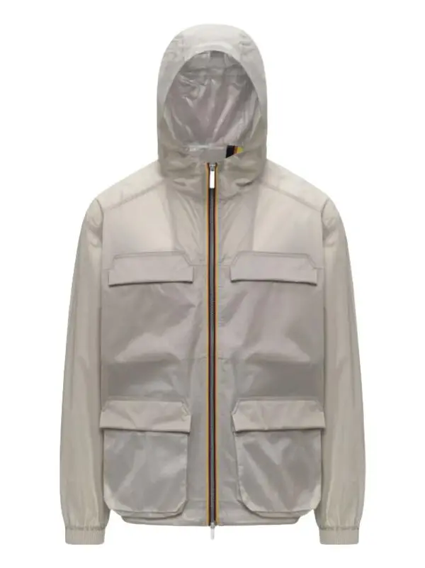 K-WAY Hooded Zip-up Pocket Jacket - Gray