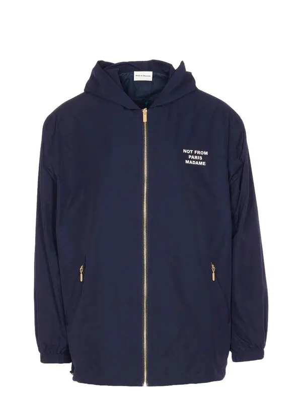 Drole De Monsieur Long-sleeved Zip-up Sweatshirt - Navy Blue