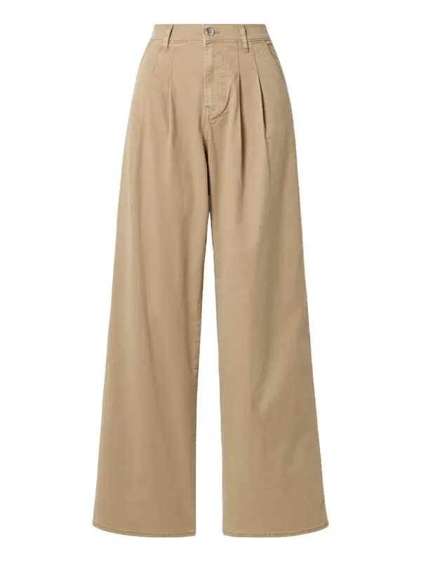 Veronica Beard Pleated Twill Wide-leg Jeans - Nude