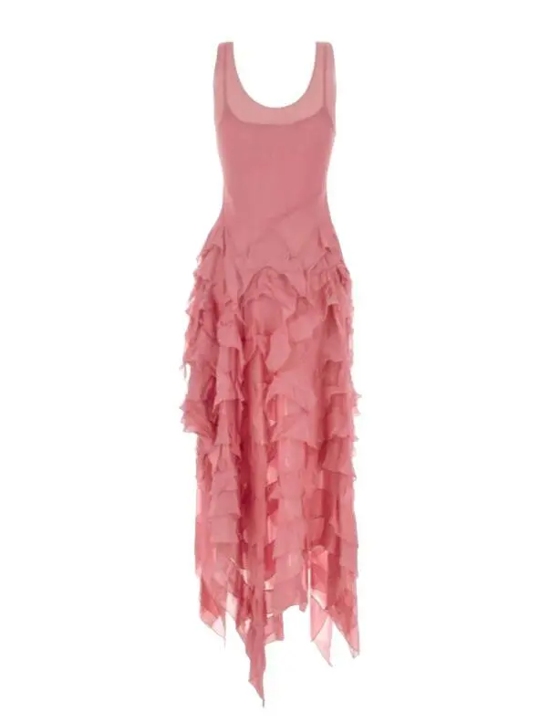 Blumarine Sleeveless Ruffled Maxi Dress - Pink