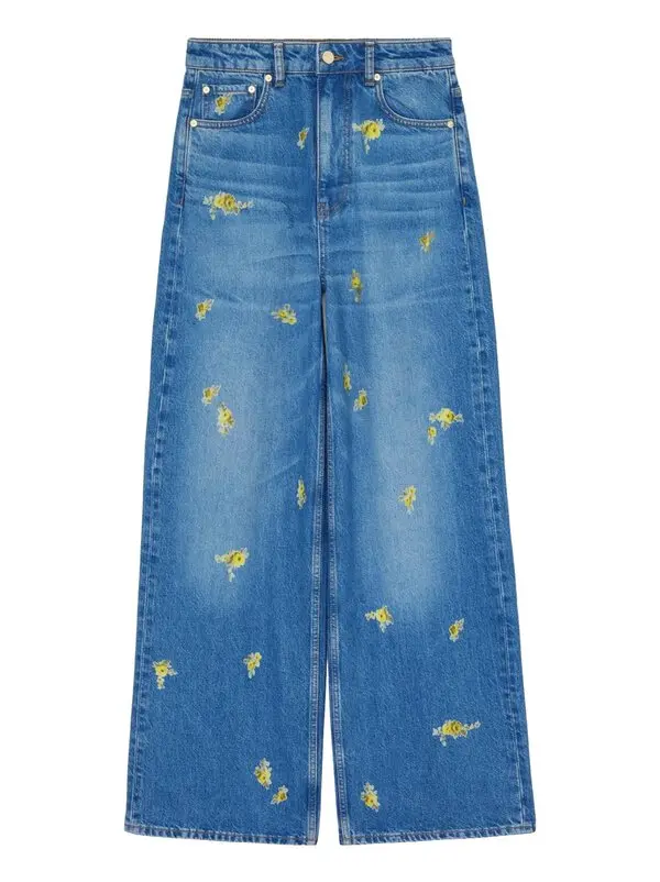 GANNI Lari Floral Print Jeans - Blue