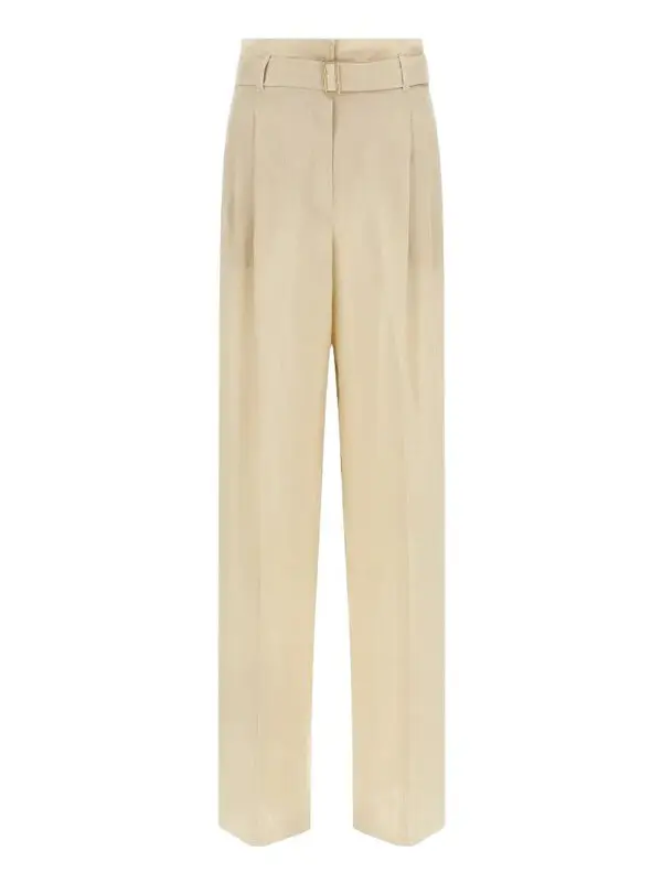 Max Mara Wide Leg Belted Trousers - Beige