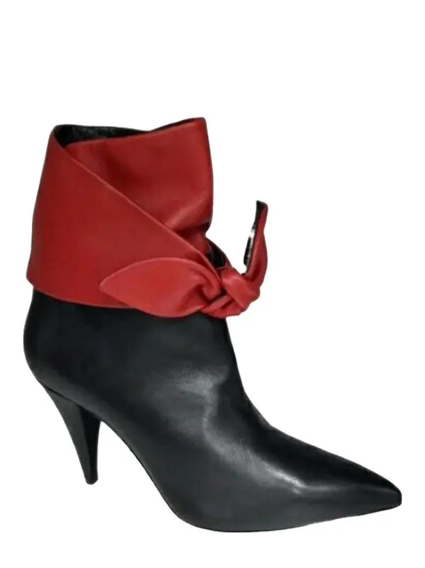 Saint Laurent Pointed Ankle Boots With Contrasting Knot Detail - Black