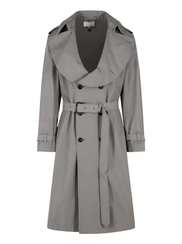 MAISON MARGIELA Folded Collar Trench Coat - Gray