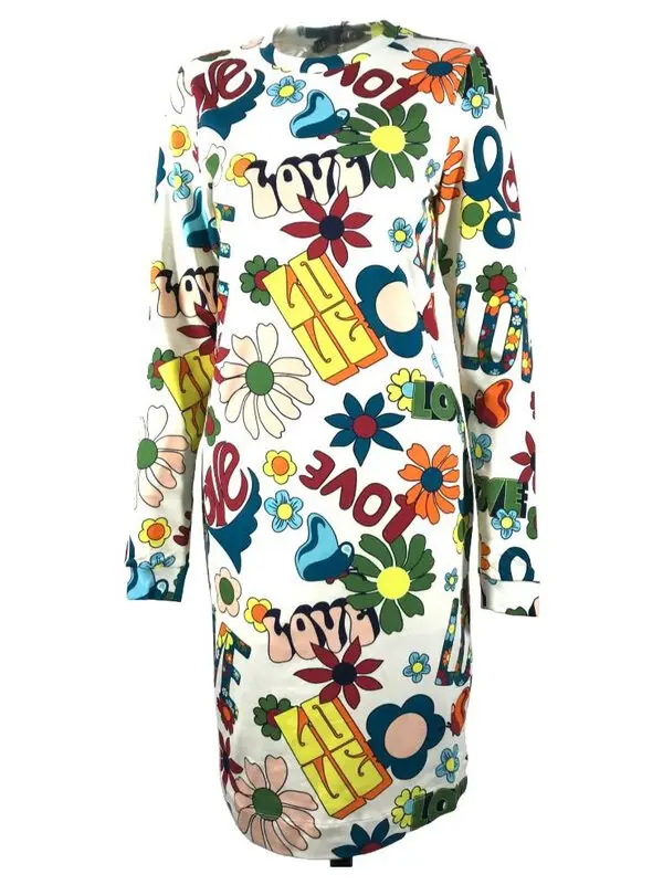 Moschino Print Long Sleeve Dress - Multicolor