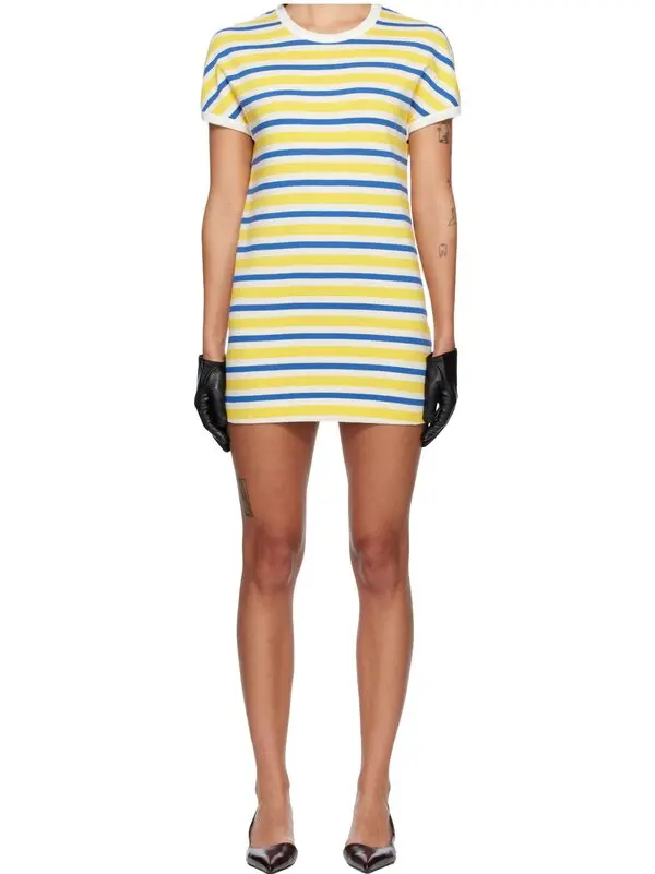 MAISON MARGIELA Striped Crewneck Dress - Yellow/blue/rice White