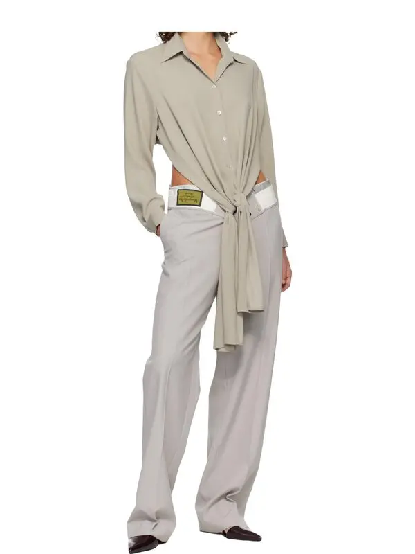 MAISON MARGIELA Asymmetric Waistband Trousers - Light Gray