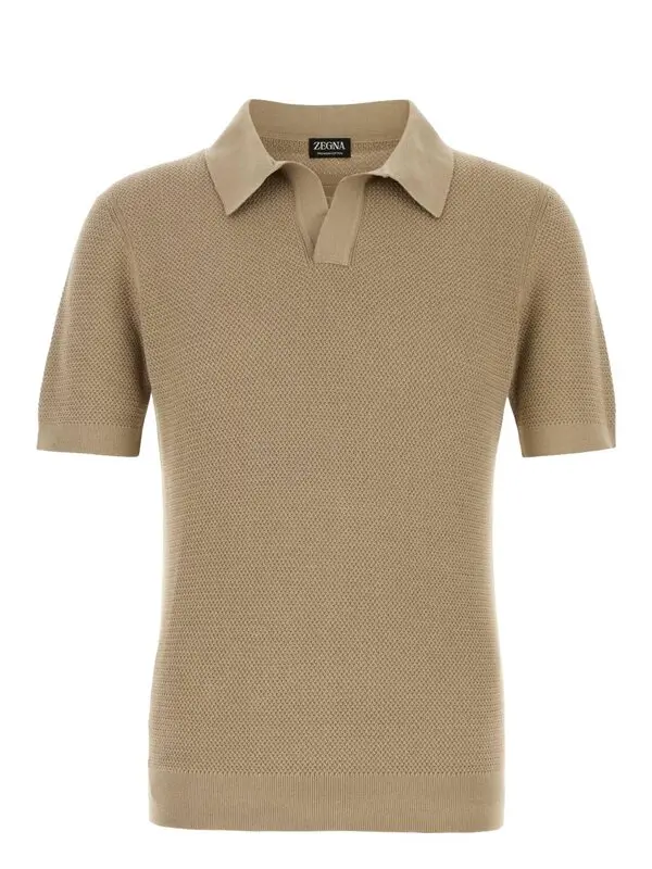 Zegna Waffle-knit V-neck T-shirt - Brown