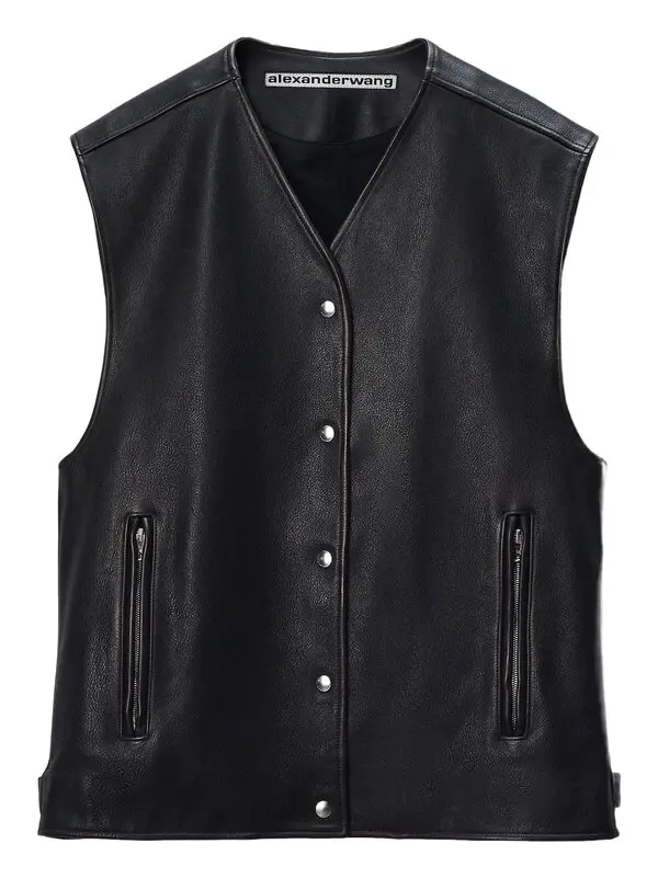 Alexander Wang Boxy Moto Vest - Black